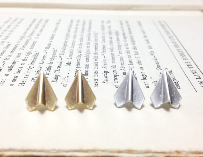 Origami Paper Plane Earrings In Gold on Luulla