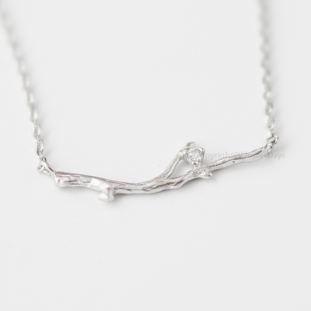 Branch With Crystal Necklace In Silver on Luulla